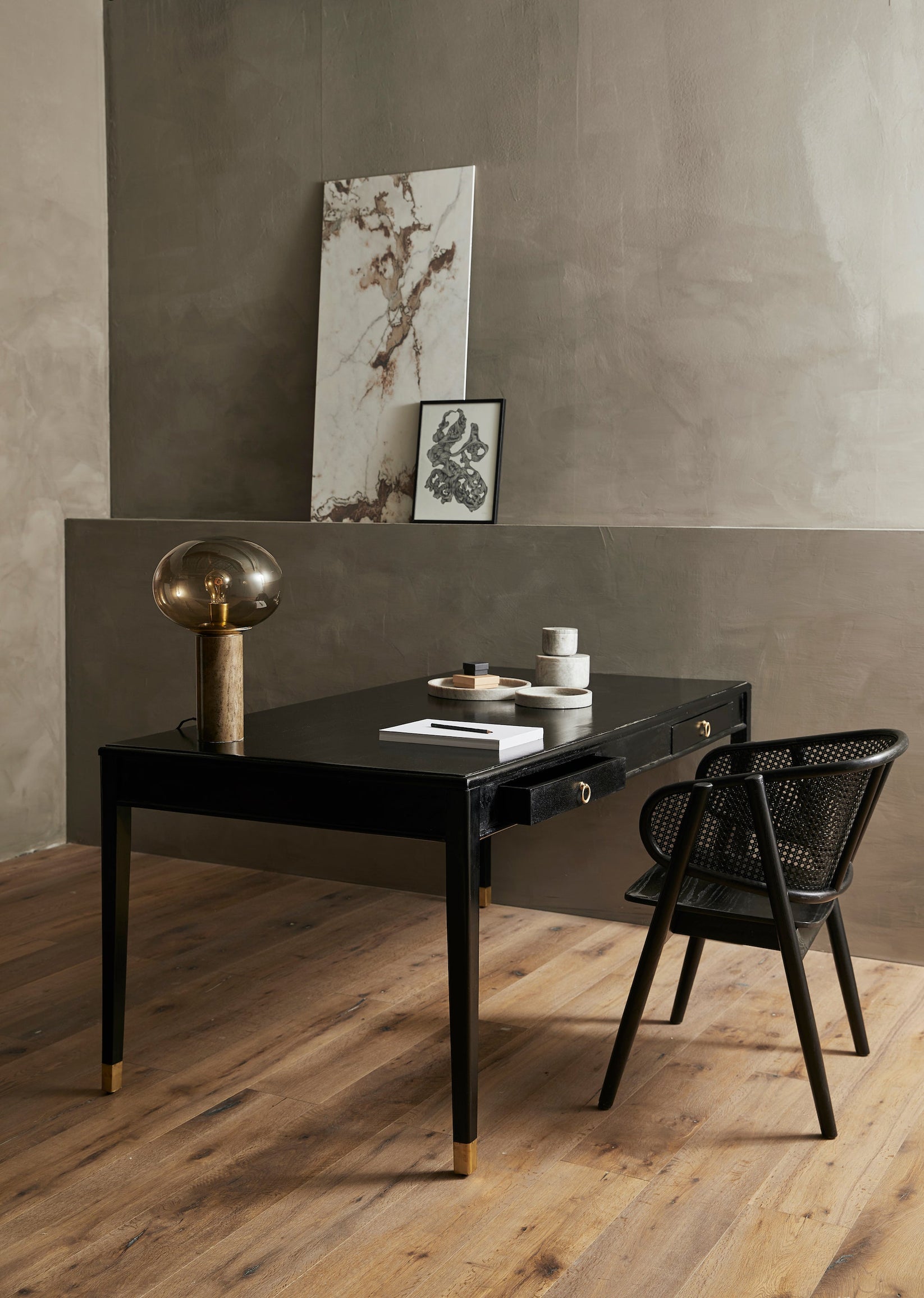 Black Mango Wood Desk | Design Vintage | Large Work Table