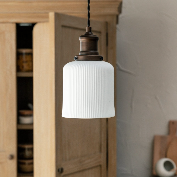 Fluted Ceramic Pendant | Design Vintage | Antique Bronze Pendant