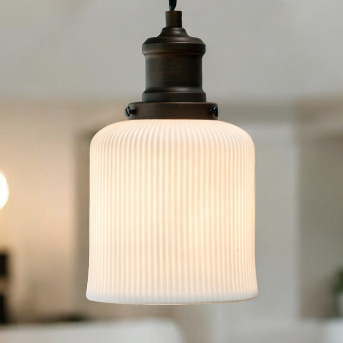 Fluted Ceramic Pendant | Design Vintage | Antique Bronze Pendant