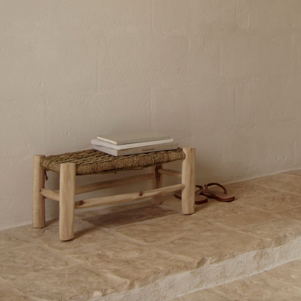 Double Moroccan Stool | Design Vintage | Short Wooden Stool