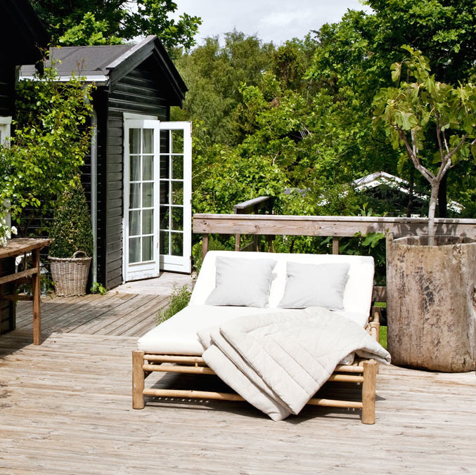 Double Bamboo Sunbed With Cushion | Tine K | Design Vintage