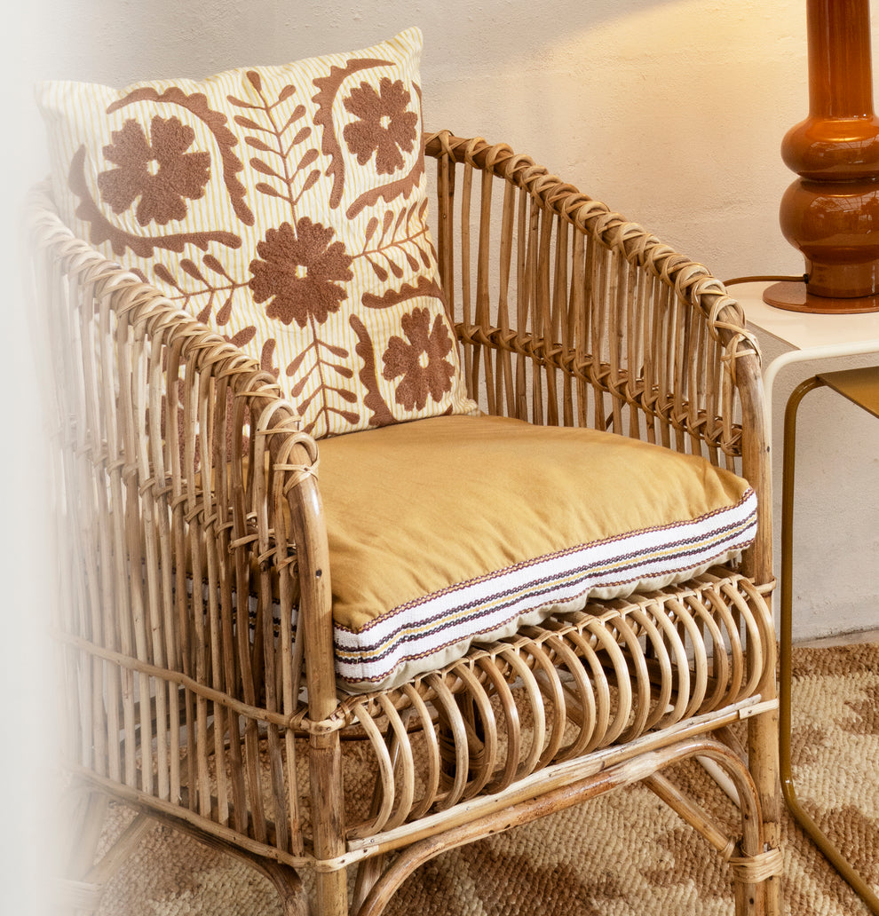 Side Stripe Seat Cushion | Design Vintage | Cotton Chair Pad