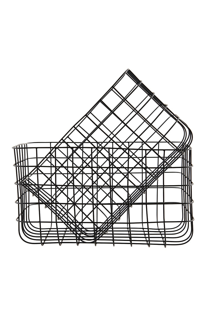 Set of Simple Wire Baskets | Design Vintage | Black Mesh Storage